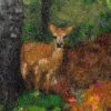 Autumn Forest Deer art - by Yorkshire felt artist Janine Jacques